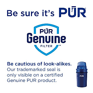 PUR 30-Cup Water Filter Dispenser with 1 Genuine PUR Filter, Large 30-Cup Capacity, 2-in-1 Powerful Filtration, BPA Free, Dishwasher Safe, White/Blue (DS1800Z)