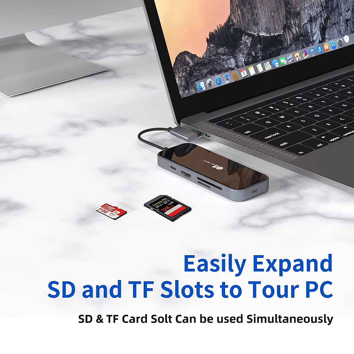 USB C Hub, Docking Station, ALLWAY 8 in 1 USB C Adapter with 4K USB C to HDMI, 60W Power Delivery SD/TF Card Reader 2 USB 3.0 Ports USB C Data Port 3.5mm Audio/Mic for MacBook Pro and HP Dell Laptops