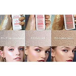 Polvo De Hadas Powder Highlighter Body Brightens the Natural Three-dimensional Face Powder Blusher (03# Golden browm)