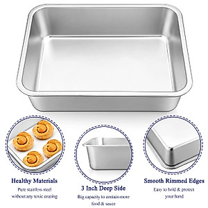 Homikit Lasagna Baking Pan, 9 x 13 Inches Stainless Steel Deep Baking Dish, Large Metal Roasting Tray Pan for Oven Toasting Turkey Cooking Casserole, Rust free & Heavy Duty, Nonstick & Dishwasher Safe