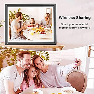 Digital Picture Frame 15 inch - FULLJA Large WiFi Smart Photo Frame with HD Wide Angle, Remote Control, 32GB Memory, Wall Mountable, Easy to Share Photos or Videos via App/Email, Gift for Family