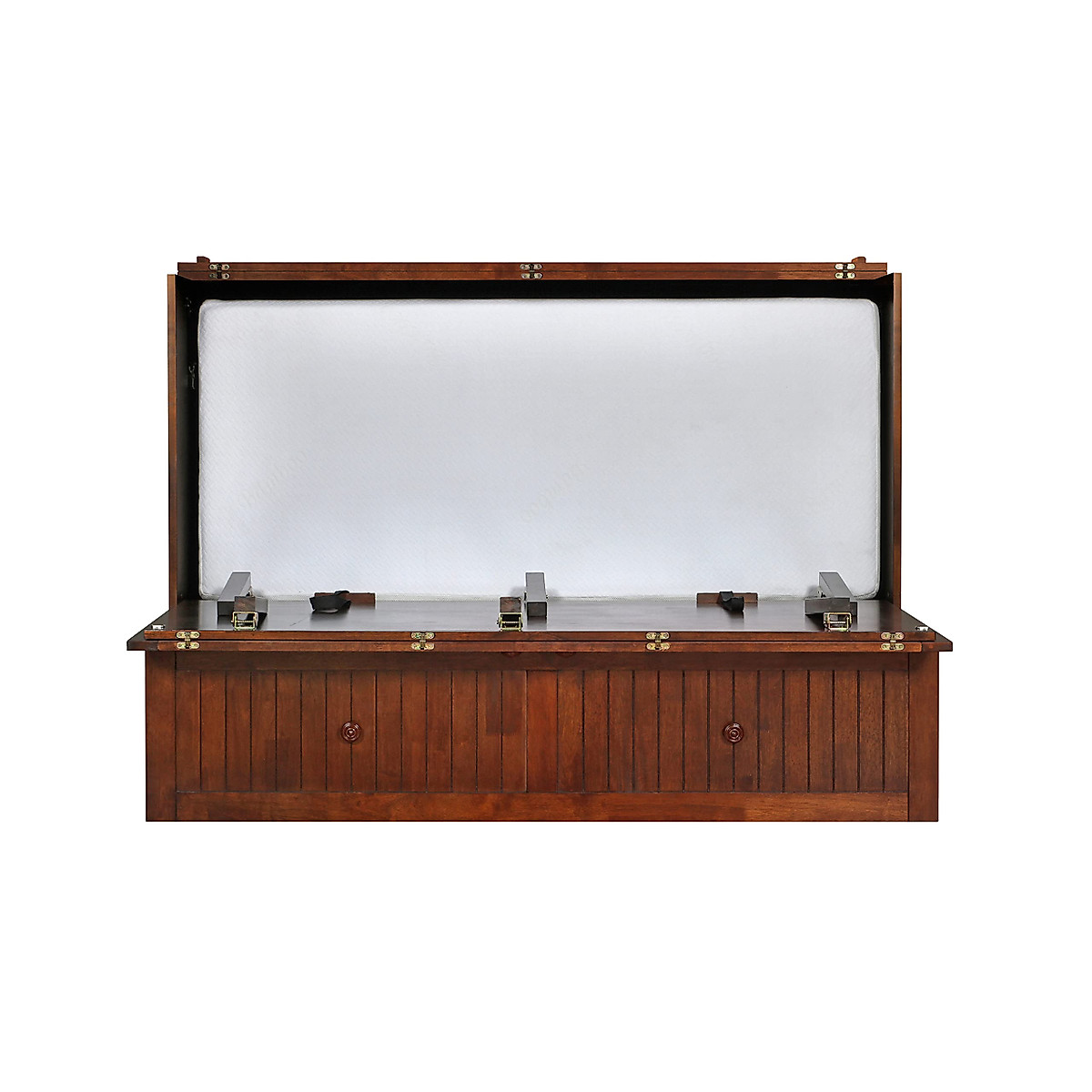 Murphybedz Tuscany Murphy Cabinet Chest Bed with Charging Station 6 Inch, Queen (Tobacco)