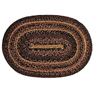 IHF Home Decor | Cappuccino Premium Braided Collection | Primitive, Rustic, Farmhouse Style | Jute/Cotton | 30 Days Risk Free | Accent Rug/Door Mat | 20"x30" Oval