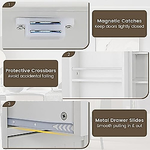 SILKYDRY 72" Tall Kitchen Pantry Cabinet, Freestanding Cupboard w/ 4 Doors & 1 Drawer, 6 Hanging Shelves & 4 Adjustable Shelves, Versatile Storage Cabinet for Dining Room, Laundry, Living Room, White