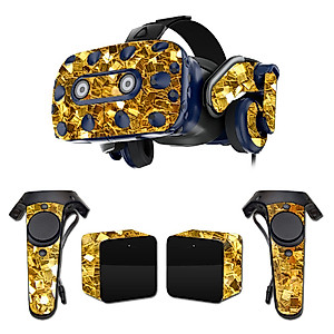 MightySkins Skin Compatible with HTC Vive Pro VR Headset - Gold Chips | Protective, Durable, and Unique Vinyl Decal wrap Cover | Easy to Apply, Remove, and Change Styles | Made in The USA