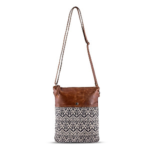 SIXTEASE Crossbody Bag for Women Vintage Style Genuine Leather, Upcycled Canvas, Rug, or Hair On - Cross Body Womens Bags with Inside Zipper Pockets - Supine