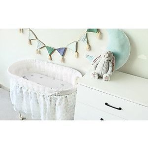 Bassinet Mattress Pad (15"x 30"x 0.8") Fits Moses Basket, Oval Shaped with Removal Zippered Cover, Waterproof Breathable Soft Foam