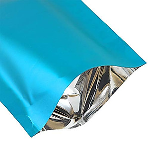 Clear Window Standup Colored Metallic Mylar Ziplock Bag (100 Bags) (Blue, Standup | 3.5oz)