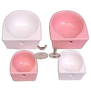 Small Animals Bowl, Detachable Cage Feeder Pet Ceramic Water & Food Feeder, Small Animal Supplies for Rabbit Parrot Squirrels Chinchilla Hamster Ferret (White, M)