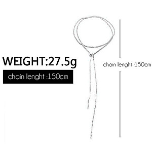 Jovono Rhinestone Choker Necklaces Silver Sparkly Necklace Long Crystal Necklace Jewelry for Women(Set A)