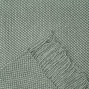 Chanasya Textured Knitted Sage Green Throw Blanket With Tassels - Soft Acrylic Bohemian Farmhouse Chic Accent Throw - Decorative for Sofa Chair Couch Bed Living Room (50x65 Inch) Boho Tan Sage Blanket