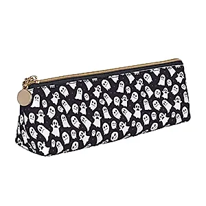 Halloween Ghost Pencil Case Women Pen Pouch Simple Carrying Box for Adult With Smooth Zipper Durable Lightweight for Office Organizer Storage Bag