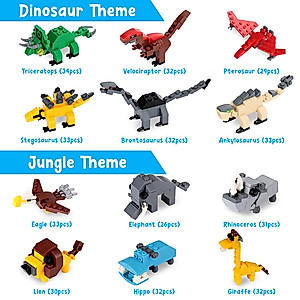 ThinkMax 12pcs Easter Eggs Prefilled with Jungle Animals and Dinosaurs Building Blocks for Easter Basket Stuffers, Easter Party Favor, Easter Eggs Hunt, Classroom Prize Supplies