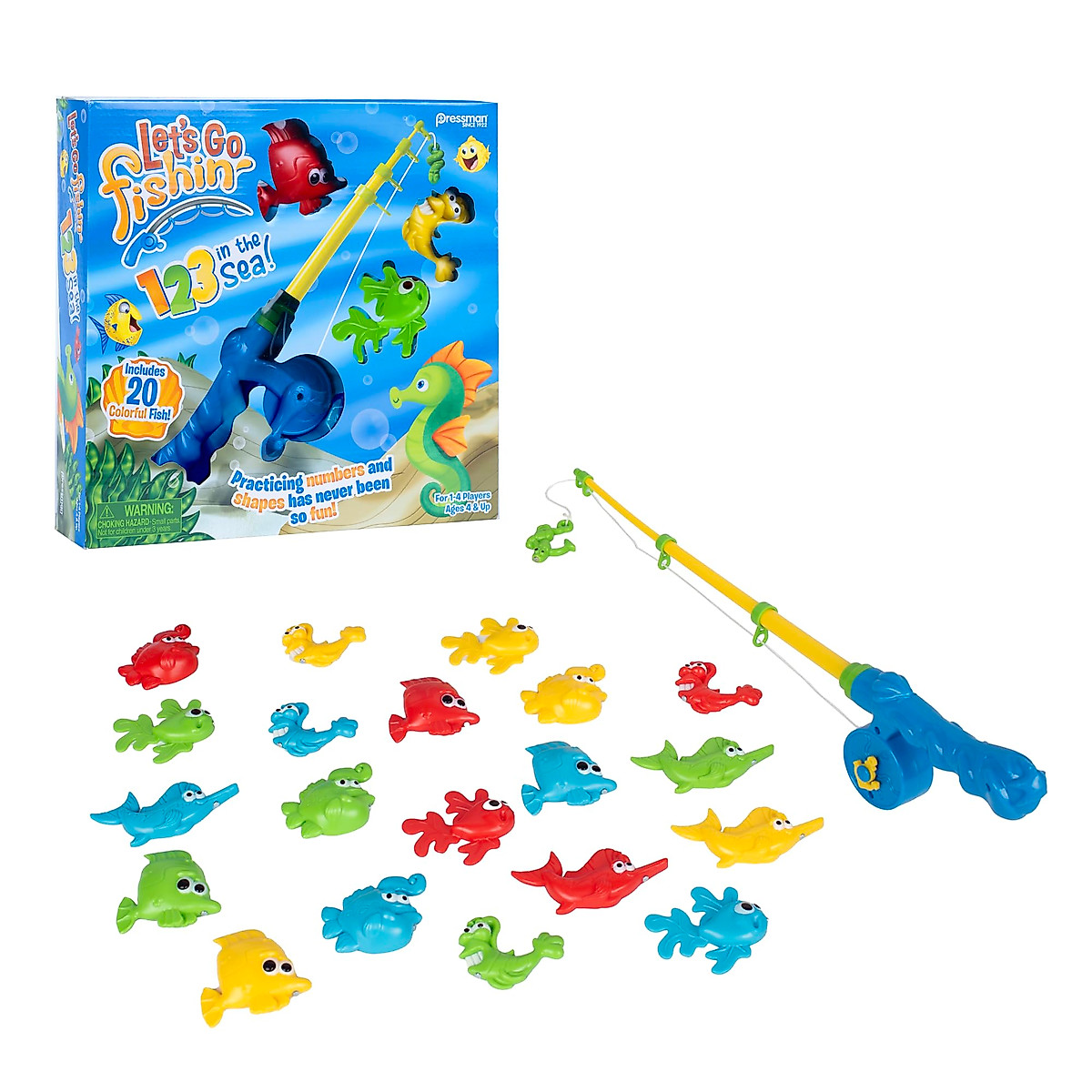 Pressman Let’s Go Fishin’ 123 in The Sea! - Practice Counting, Shapes, and Colors Game - Ages 4 and Up, 1-4 Players