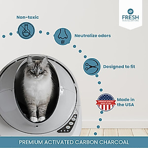 3 Pack Replacement Carbon Filters Compatible with Litter-Robot 3 – Activated Charcoal Cat Litter Box Filters Absorb & Neutralize Odor & Dust Control