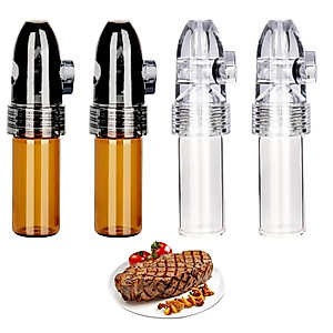 Oreutkd 4 Pack Camping Spice Containers, Portable Spice Dispenser with Knob Switch Storage Bottle, Salt and Pepper Shakers Spice Storage for Outdoor Activities Traveling Cooking (2.67" x 0.59")