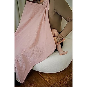Nursing Cover for Baby Breastfeeding & Pumping with Wire | Multi Use Car Seat Stroller Cover | Lightweight Wire Breathable Soft Muslin Cotton | Breast Feeding Apron & Shawl Boho (Baby Pink)