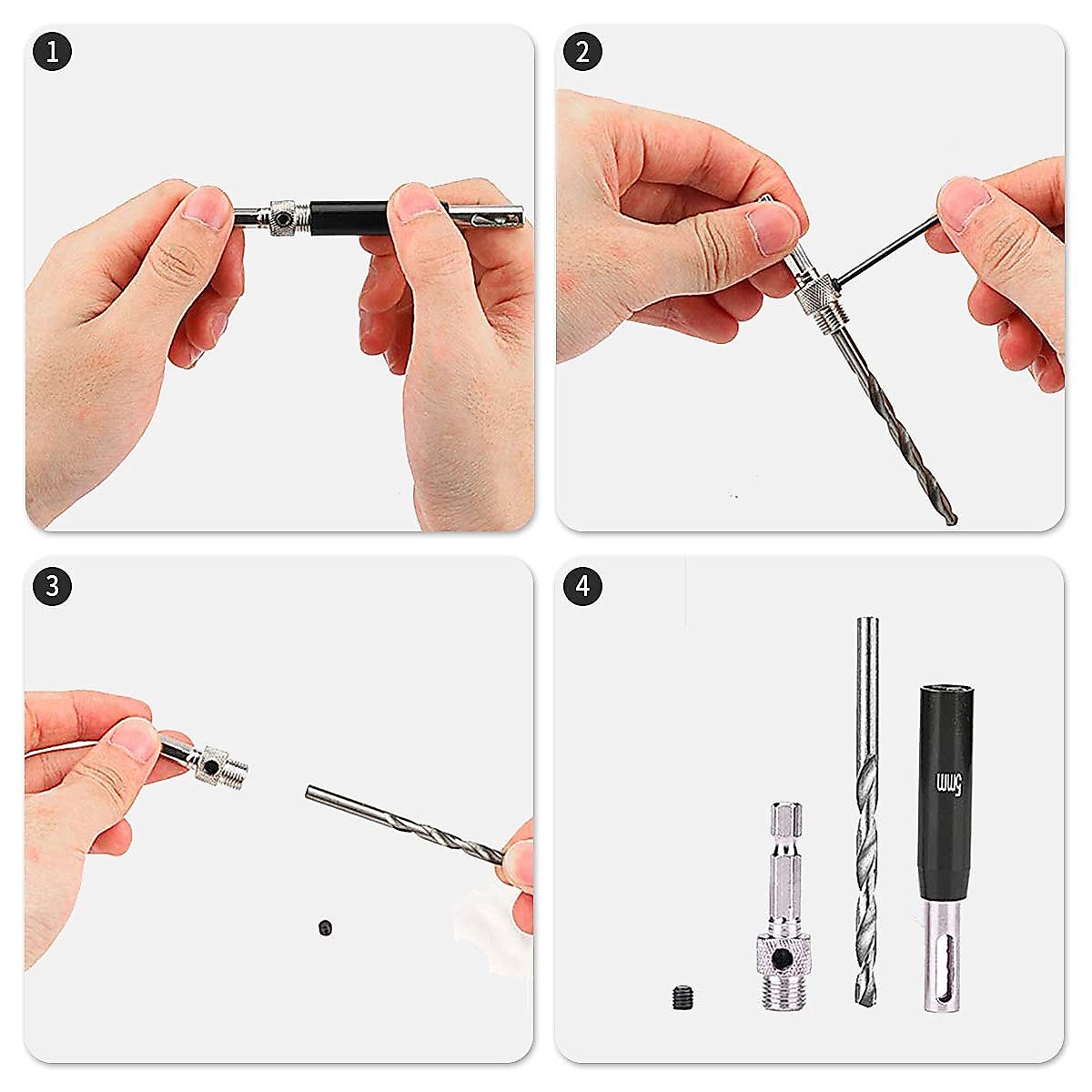 17 PCS Hinge Drill Bit Set, HSS Self Centering Drill Bits High Speed Hinge Tapper Core Drill Bit Set with Hex Key and Replacement Drill Bits for Wood Door Window Cabinet Woodworking