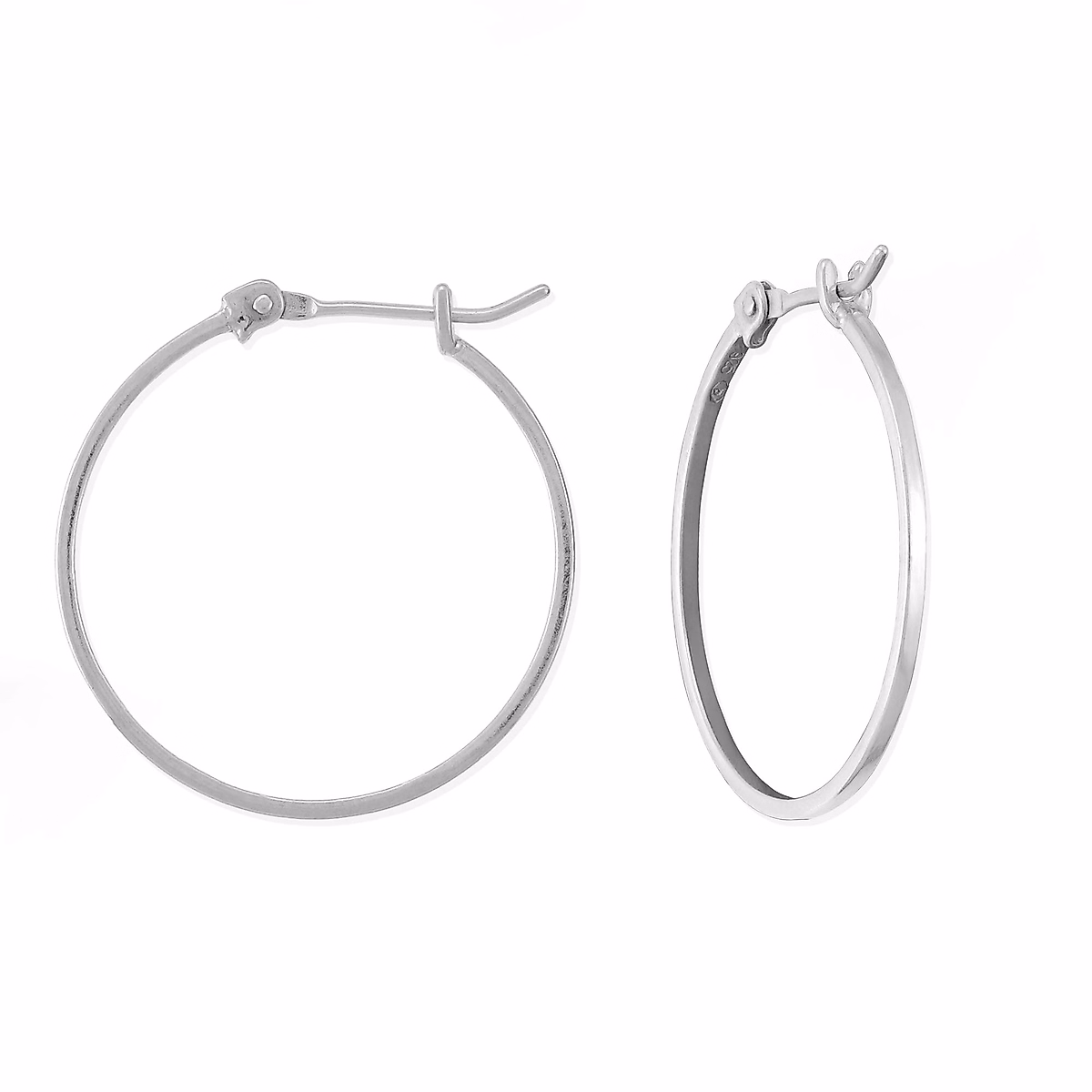 Boma Jewelry Sterling Silver 1 Inch Classic Snap Down Closure Hoop Earrings