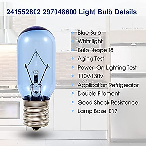 Txdiyifu T8 40W Refrigerator Light Bulb 241552802 297048600 Replacement for Whirlpool KitchenAid Electrolx Kenmore Frigidaire Light Bulb