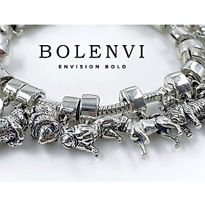 Bolenvi Pitbull American Pit Bull Terrier Bully Dog 925 Sterling Silver Pendant Charm Bead for Pandora & Similar Charm Bracelets or Necklaces