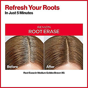 Revlon Permanent Hair Color, Permanent Hair Dye, At-Home Root Erase with Applicator Brush for Multiple Use, 100% Gray Coverage, Medium Golden Brown (5G), 3.2 Fl Oz