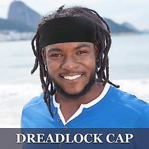 3 Pieces Satin Lined Dread Loc Cap Long Braid Cap Elastic Dreadlock Tube Sock for Full Cover Hair Stocking Night Sleep Bonnet (Gray, Blue, Black)