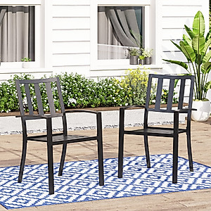 MFSTUDIO 2 Piece Patio Wrought Iron Dining Seating Chair - Supports 300 LBS,(Black)