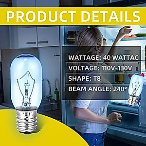 LCMLA 297048600 Refrigerator Light Bulb Compatible with Frigidaire Kenmore Whirlpool KitchenAid Electrolux Replacement 241552802 AP3770086 AP3867287 AH976993 T8 40W E17 Refrigerator Light Bulb 1 Pack