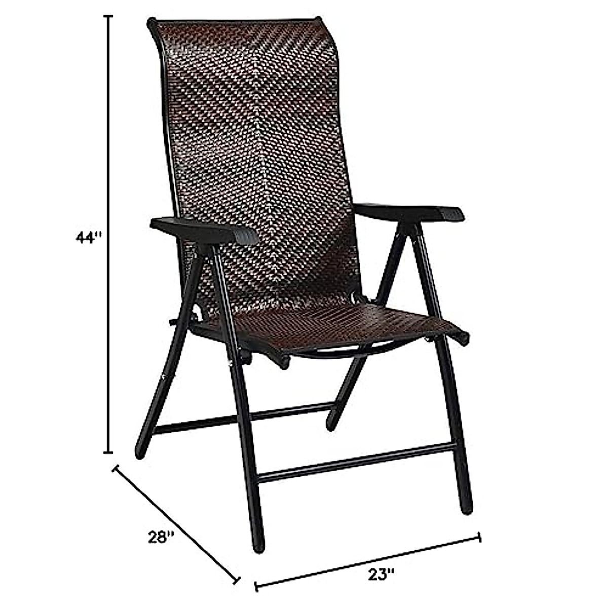 2PCS Outdoor PE Rattan Folding Lounge Chair Recliner 5 Adjustable Backrest Position Steel Frame Ideal For Patio Beach Balcony Backyard Pool Side Use Perfect For Family Gathering Party Outdoor Camping