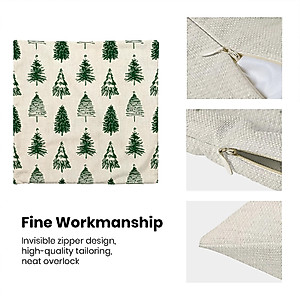 AEIOAE Christmas Pillow Covers 18x18 Inch Set of 2 Green Christmas Trees Throw Pillows Case,Holiday Outdoor Decorative Farmhouse Winter Decor Cushion Covers for Home Sofa Bed Couch