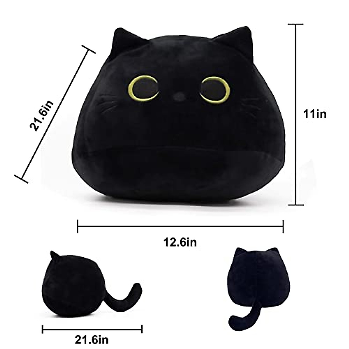 Yoruii Black Cat Plush Toy Black Cat Pillow, 21.6 Inch Creative Cat Shape Pillow, Cute Cat Plush Toys, Stuffed Animal Pillow, Cat Plush Toy Pillow for Valentines Birthday Gift