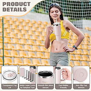 WYHVAND 40 oz Tumbler with Handle, Stainless Steel Insulated Tumbler with Lid and Straw Keeps Drinks Cold and Hot, The Best Birthday Gifts for Family, Friends -Rose Quart