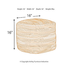 Signature Design by Ashley Absalom Hemp Pouf, 16 x 16 Inches, Multicolored