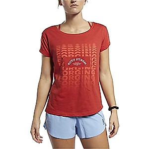 Reebok Womens Forging Elite Fitness Graphic T-Shirt, Red, X-Small