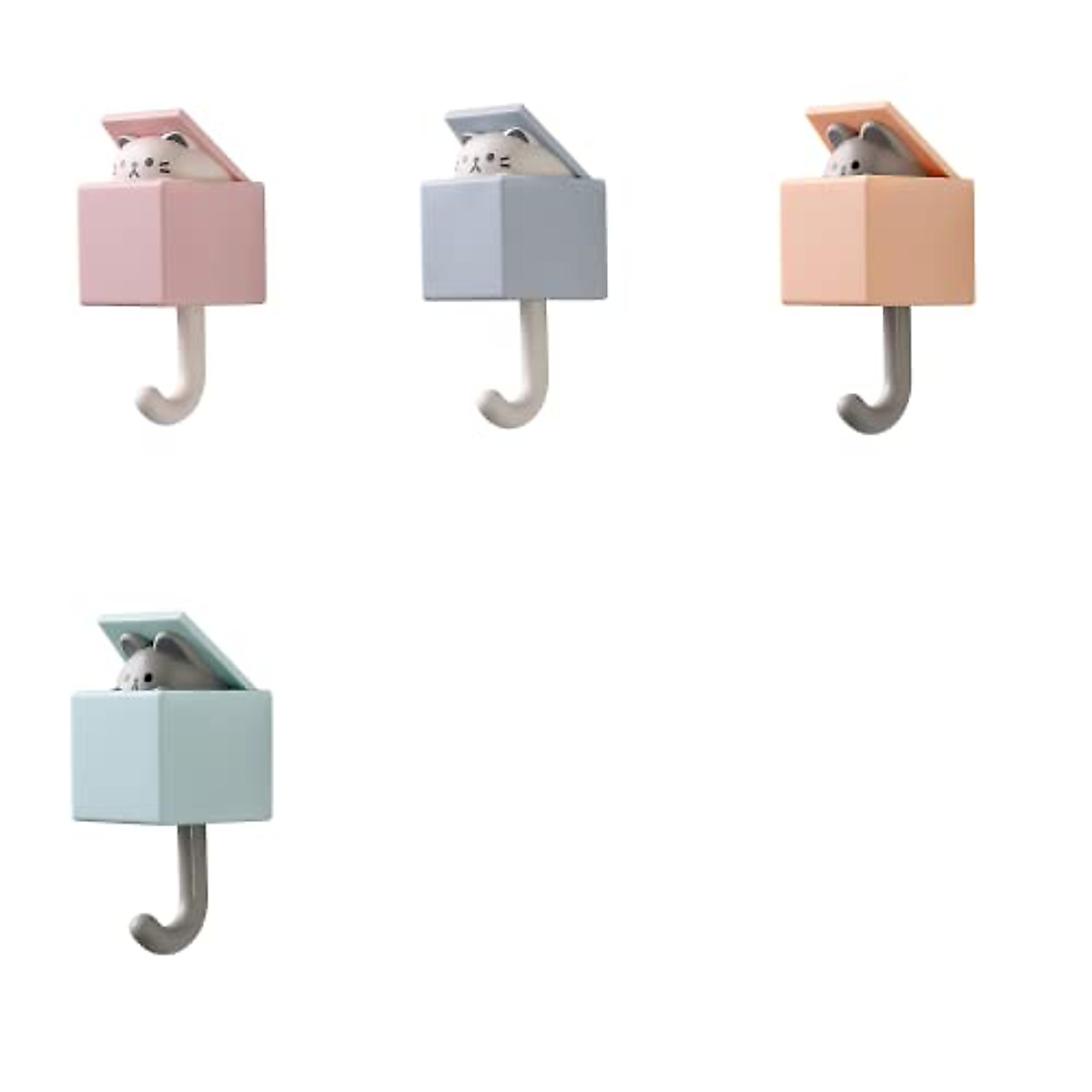 Firlar 4PCS Creative Adhesive Wall Hook Key Holder, Cute Pet Hooks, Strong Viscose Punch Free Hooks, Coat Hooks Utility Hooks for Bathroom/Bedroom/Kitchen Hanging Keys, Towel, Bag