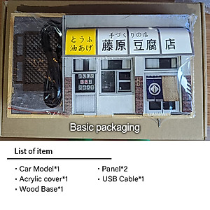 Lonyiabbi 1/32 Scale LED Fujiwara Toufu Store Scene Model Car Acrylic Display Case with AE86 Diecast Car Model JDM Car Model Display Box