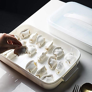 Hemoton Dumpling Box Frozen Dumpling Tray 3-layer Fridge Food Container Food Storage Organization Dumpling Holder for Kitchen Fridge Freezer (White)