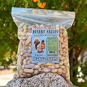 Desert Valley Premium in-Shell Peanuts - Wild Bird - Wildlife Food, Squirrels, Chipmunks, Cardinals, Jays & More (2-Pounds)