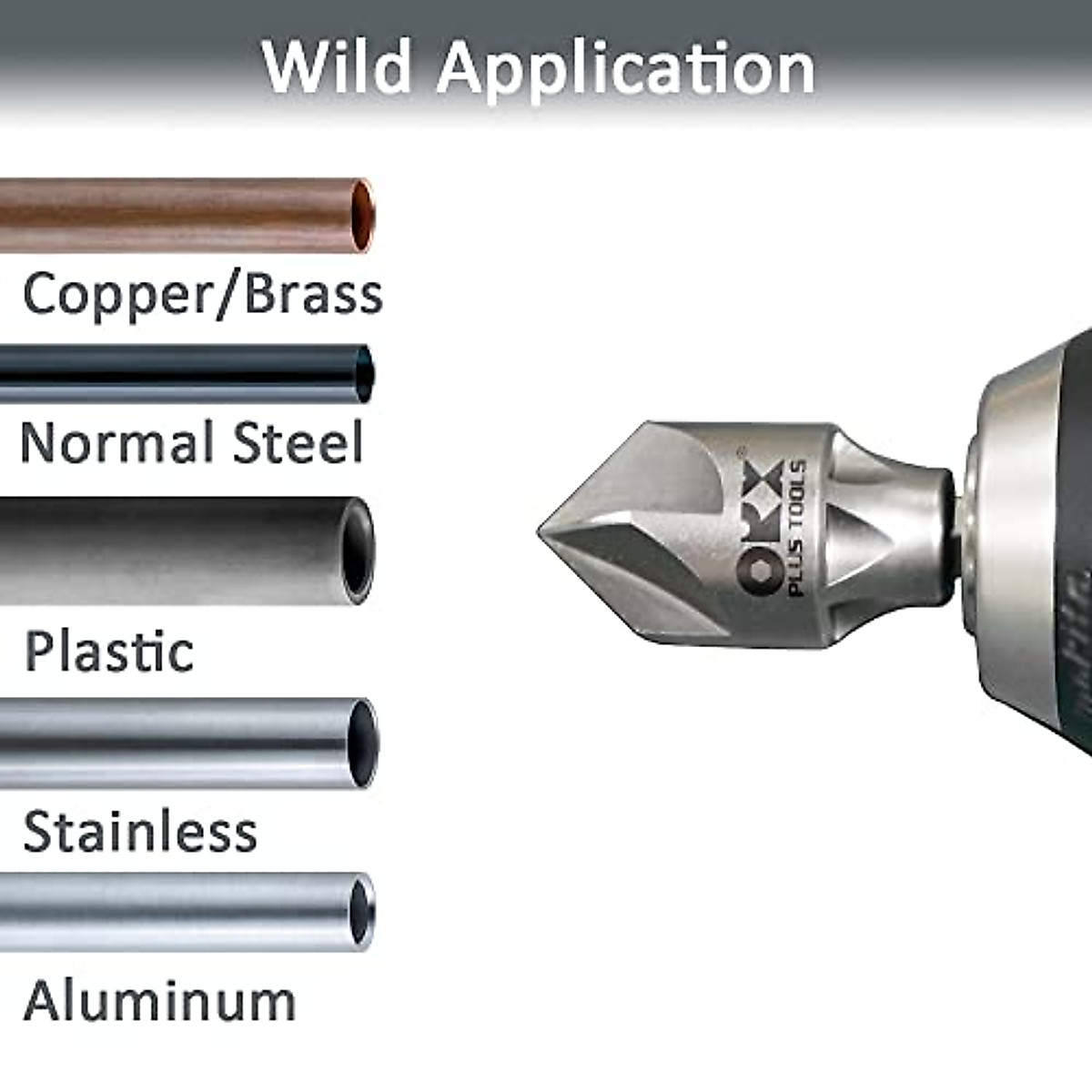 ORXPLUS Tools 5 Flute Metal Deburring Chamfer Drill Bit for Cleaning Pipe/Tube Burr, 87 Degree Quick Release Shank Fits for 1/8"-3/4"(3mm-19mm)