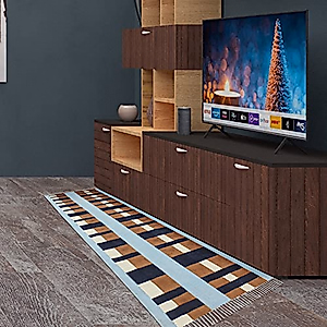 Casavani Hand Block Printed Cotton Dhurrie Geometric Black & Multicolor Area Dhurrie Best Uses For Home/Office 4x6 Feet Rugs for Bedroom,Living Room,Kids Room,Bathroom,Kitchen,Porch 6x12 Feet Runner