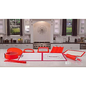 DoughEZ Patented Extra Large 17.5 x 32 Non-Slip Silicone Pastry Dough Rolling Mat and 6 Guide Sticks - BPA Free, Approved materials