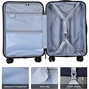 TydeCkare Luggage Sets 3 Piece (20/24/28) ABS+PC Suitcase Hardshell Lightweight Carry Ons with TSA Lock & Spinner Silent Wheels, Convenient for Trips, Gray