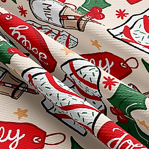 Christmas Bullet Textured Fabric by The Yard Floral Stretch Liverpool - 1 Yard Thick Knit Jersey Fabric for Bows Clothes Sewing (AA898)