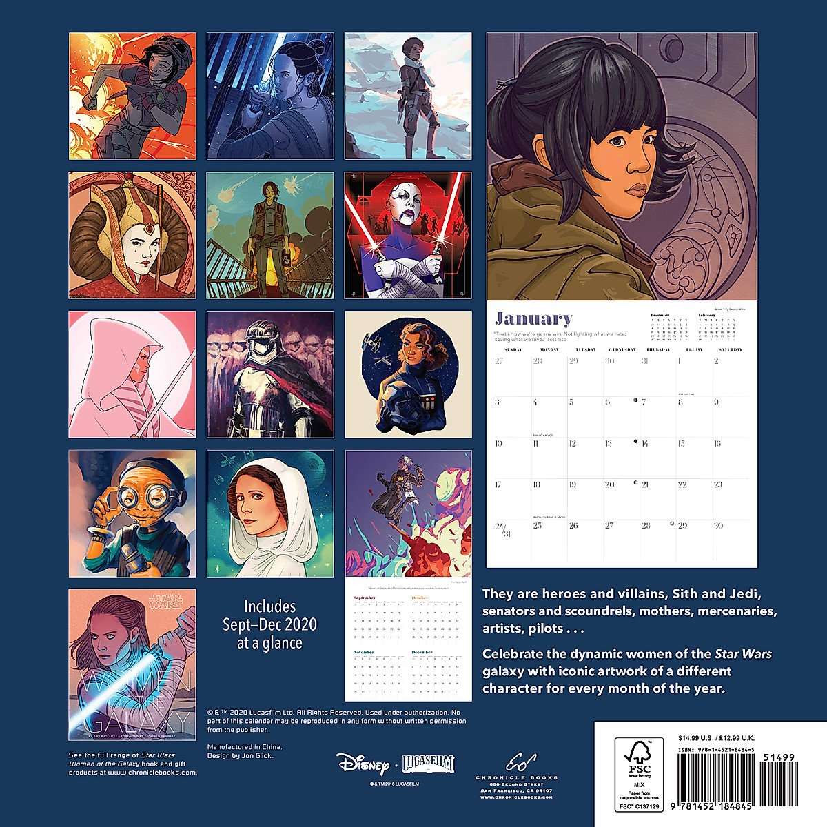 Star Wars Women of the Galaxy 2021 Wall Calendar