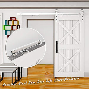 2PCS Stainless Steel Barn Door Soft Close Mechanism, Adjustable Tension Spring Buffer Damper, Hole-Free/Drilling Perfect for Silver Flat Track for Door Weight 77-132 Pounds with Actuator Spacers