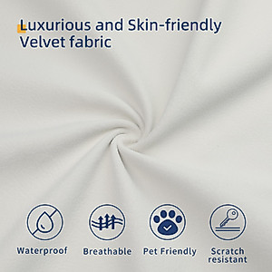 LLappuil Velvet Modular Sectional Sofa L Shaped Corner Couch with Storage Chaise, 127.8" 7-Seater Oversized Sofa with Ottoman, High Back Recliner Sleeper Couches, Anti-Scratch White