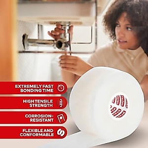 XFasten Self Fusing Silicone Tape for Plumbing Clear 1" X 36-Foot Non-Adhesive Leak Seal Tape Waterproof, Silicone Grip Tape, Rubber Tape Thick for Pipe, Hose Repair Tape, Stop Leak Tape