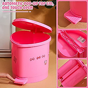 2 Pieces Strawberry Desk Trash Can Cute Trash Can Kawaii Mini Trash Can for Desk Mini Garbage Can Plastic Strawberry Kitchen Waste Bin with Sticker for Car Office Home Bedroom Bathroom Decor (Pink)