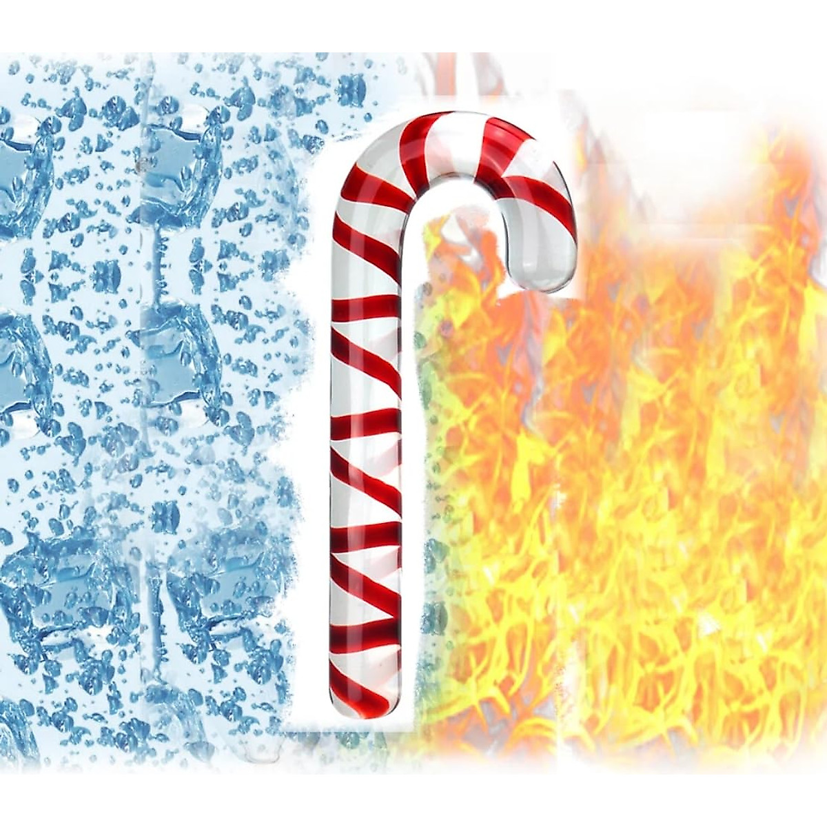 Glass Sex Toy Wand Double-Ended Butt Plug Anal Beads G-spot Stimulation to Dildo Christmas Gift Candy Cane Unisex Anal Butt Plug for Men Women (17.5cm, Candy A)